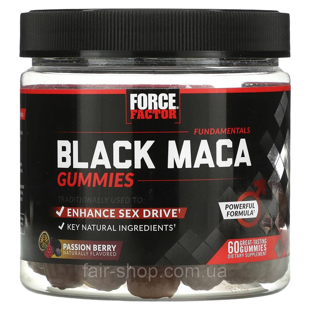 Мака Force Factor, Fundamentals, Black Maca, Passion Berry, 60 Gummies, оригінал. Доставка від ...