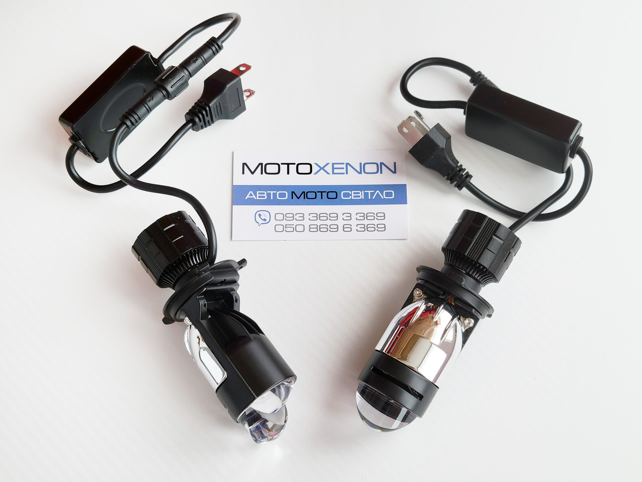 Світлодіодні LED лед лампи лінзи A80 цоколь H4, міні бі-лінзи 5700К з ...