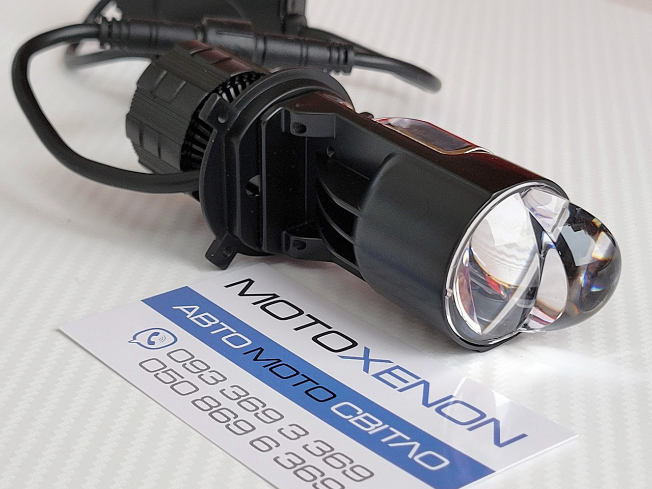 Світлодіодні LED лед лампи лінзи A80 цоколь H4, міні бі-лінзи 5700К з ...