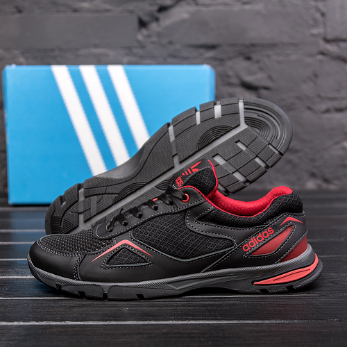 Мужские кроссовки Adidas, сетка дышащие, черные (адидас), летние ...
