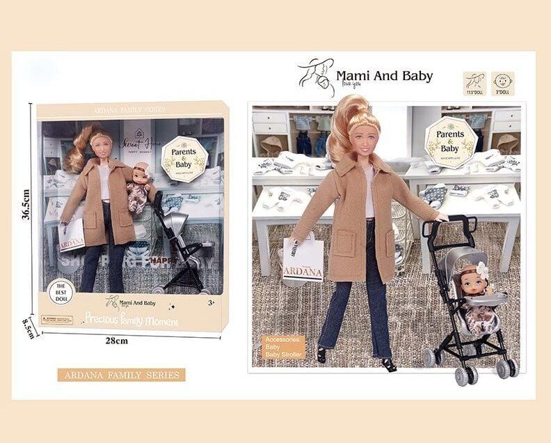 Кукла Мама с пупсом (высота 30 см, младенец, съемная обувь, аксессуары ...