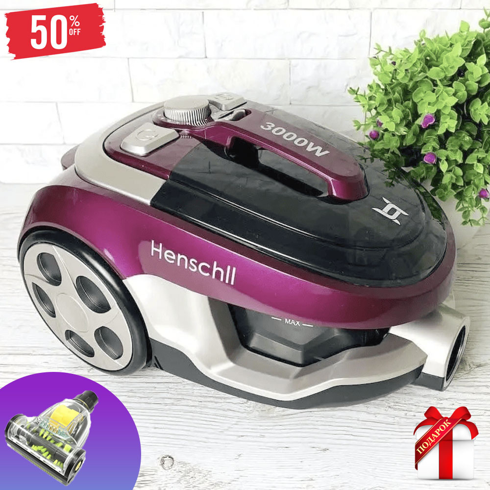 Мощный контейнерный пылесос с турбощеткой для дома Henschll 3000W ...