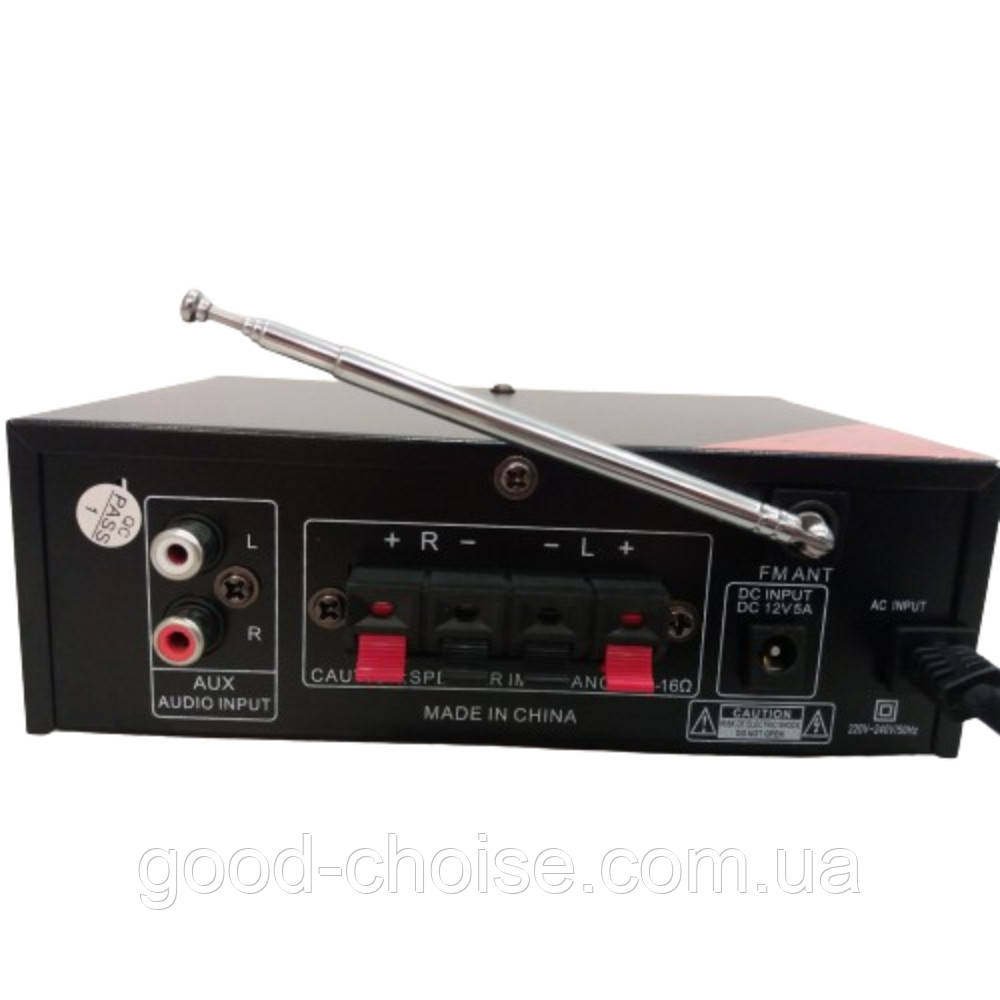 Усилитель звука двухканальный с радио, USB и Bluetooth + пульт ДУ, UKC ...