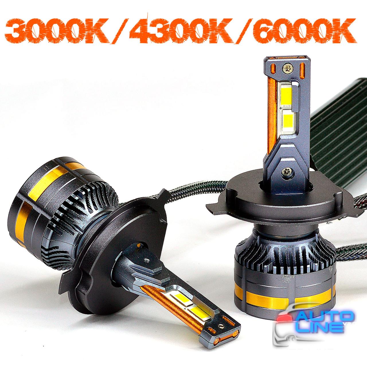 3-колірні LED-лампи H4 3000K/4300K/6000K B-Power H4 LED N3C V1 100 W 20000 Lm (комплект) (ID ...