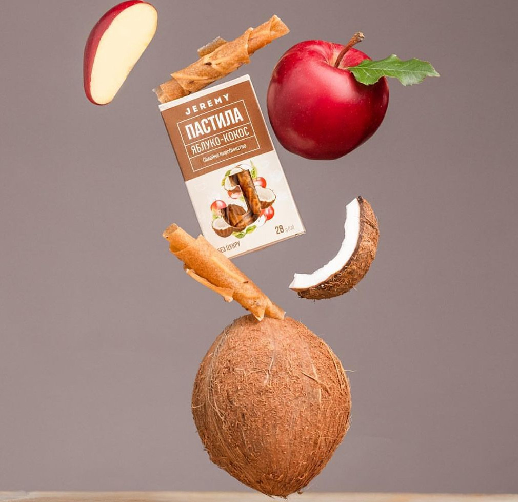 Натуральная пастила без сахара яблоко-кокос Jeremy, 28 г (ID#2076466029 ...