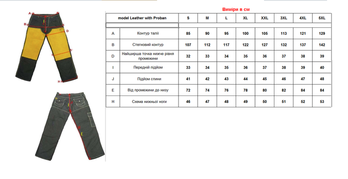 Штани зварювальника, шкіряні з пробаном, кевларова нитка (Welding ...