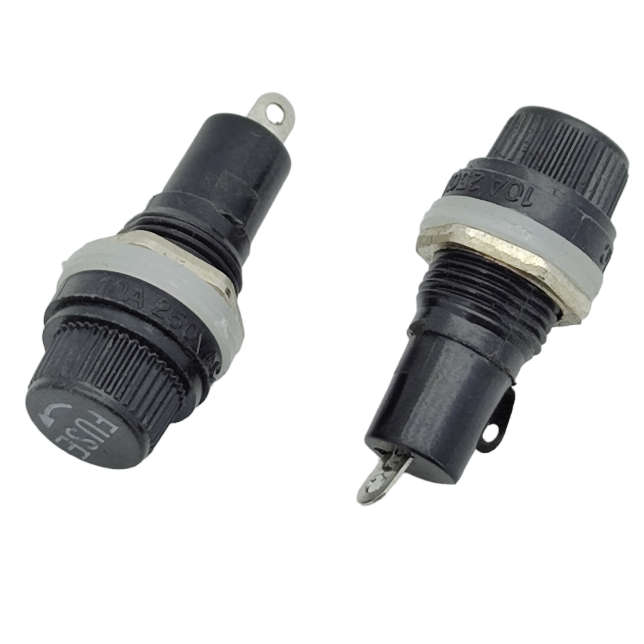 Тримач запобіжника (Fuse) 5х20 мм монтажний з гайкою, 10А, чорний (ID ...