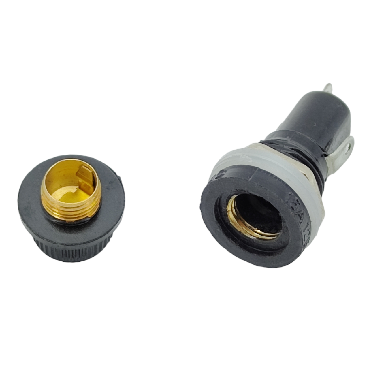 Тримач запобіжника (Fuse) 5х20 мм монтажний з гайкою, 10А, чорний (ID ...