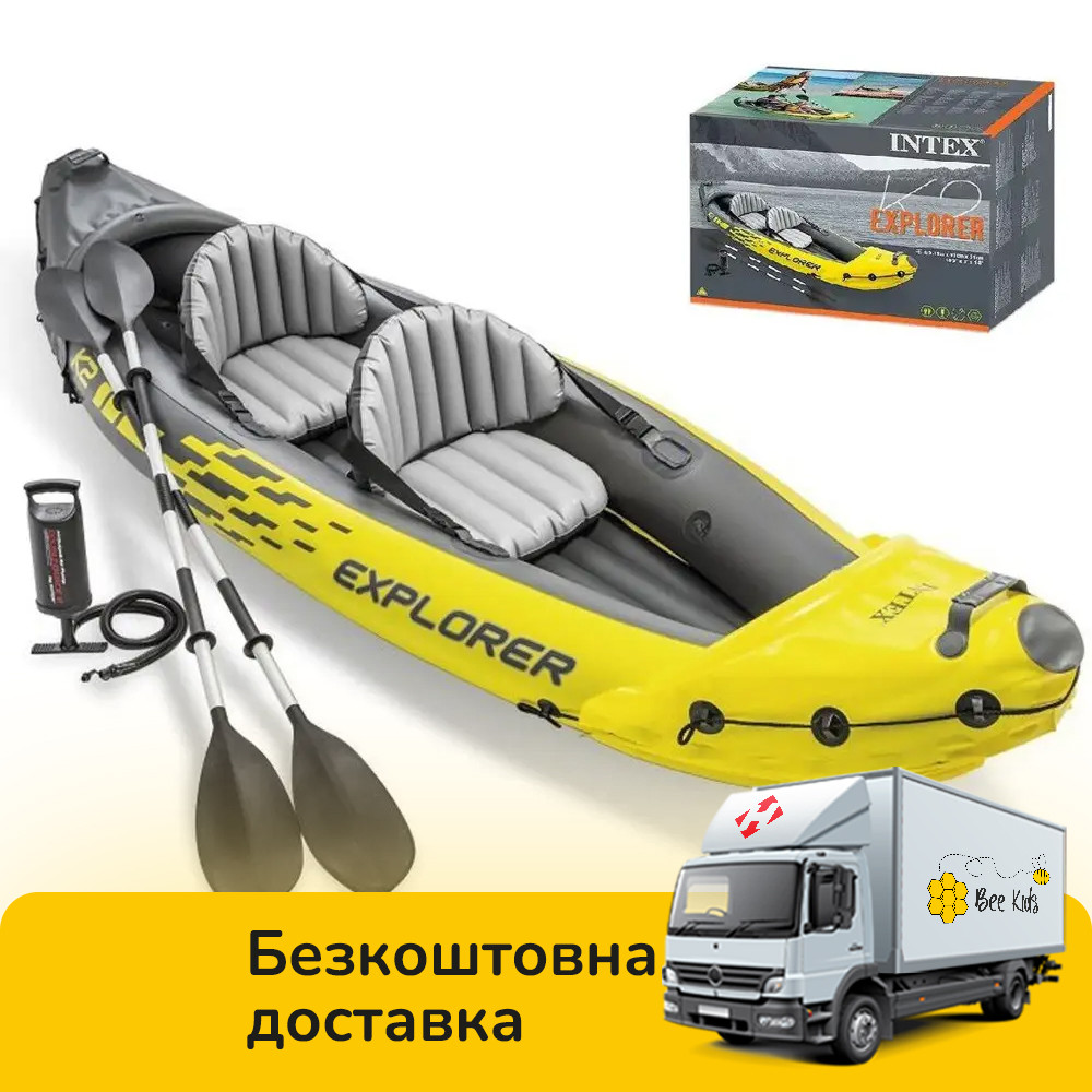 Надувная лодка-байдарка кайак Explorer K2 Kayak, двухместная Intex ...