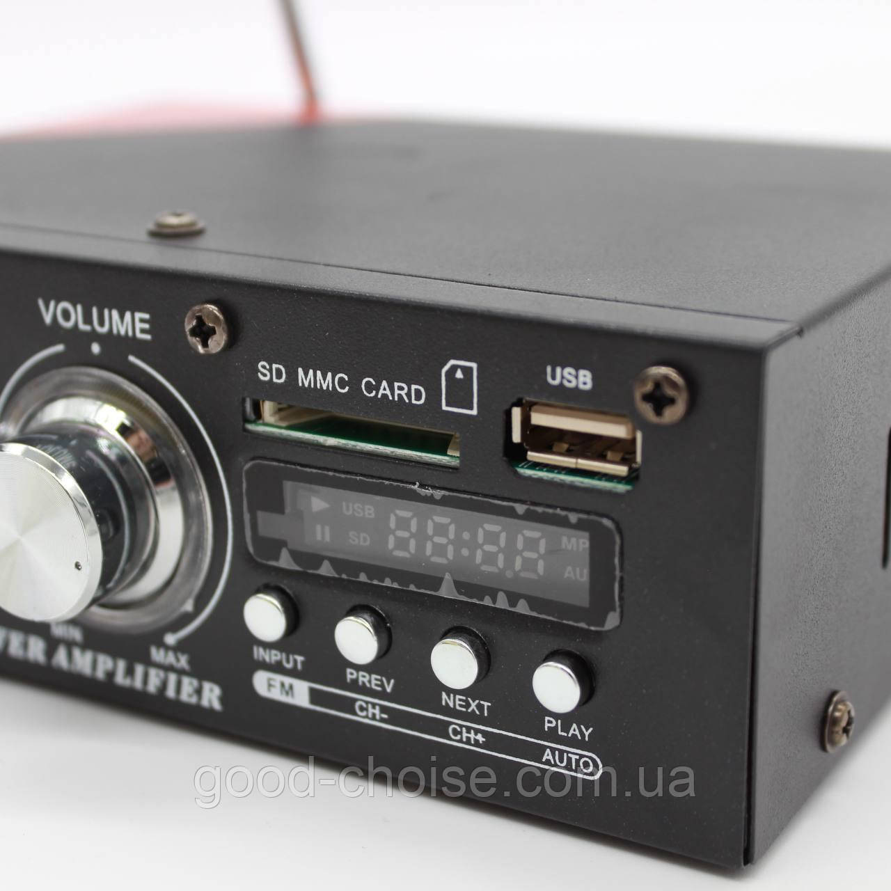 Усилитель звука двухканальный с радио, USB и Bluetooth + пульт ДУ, UKC ...