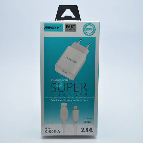 МЗП ANSTY C-005-A with Micro USB cable 1USB 2.4A White (ID#2024355287 ...