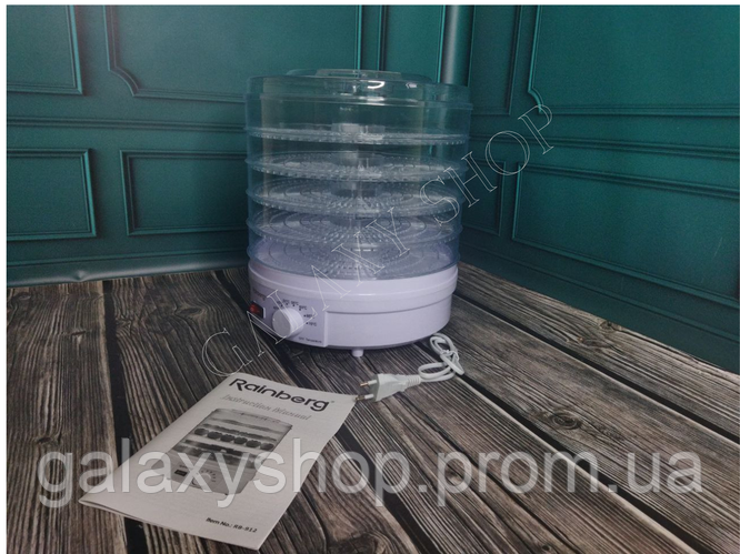 Сушилка для фруктов и овощей Rainberg 800W Электрическая сушка для дома, дегидратор сушильный ...