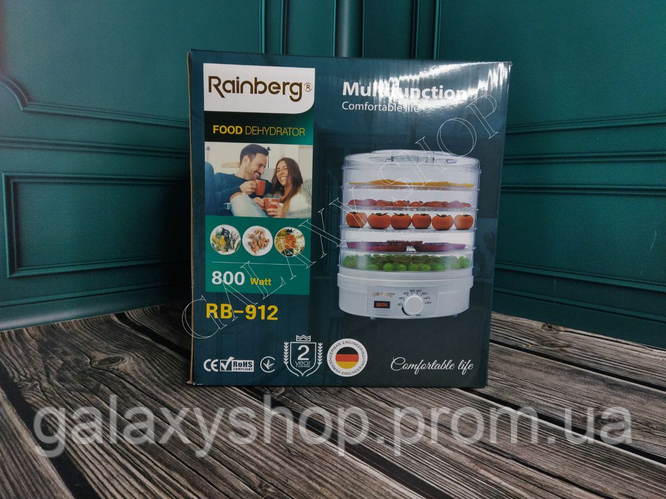 Сушилка для фруктов и овощей Rainberg 800W Электрическая сушка для дома, дегидратор сушильный ...