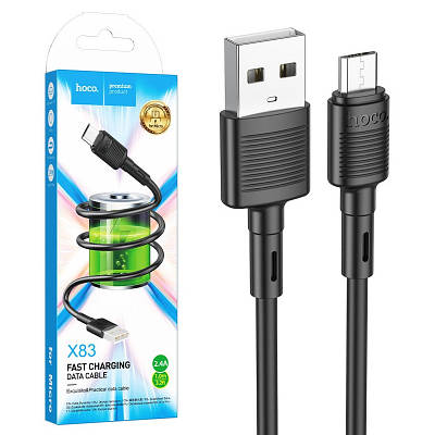 Кабель зарядный USB-Type-C Hoco X88 (3А, 1м) черный, зарядный кабель ...