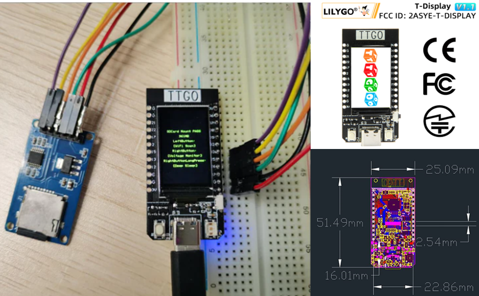 LILYGO T-Display ESP32 TTGO Wi-Fi та Bluetooth модуль з дисплеєм Модуль для розроблення Arduino ...