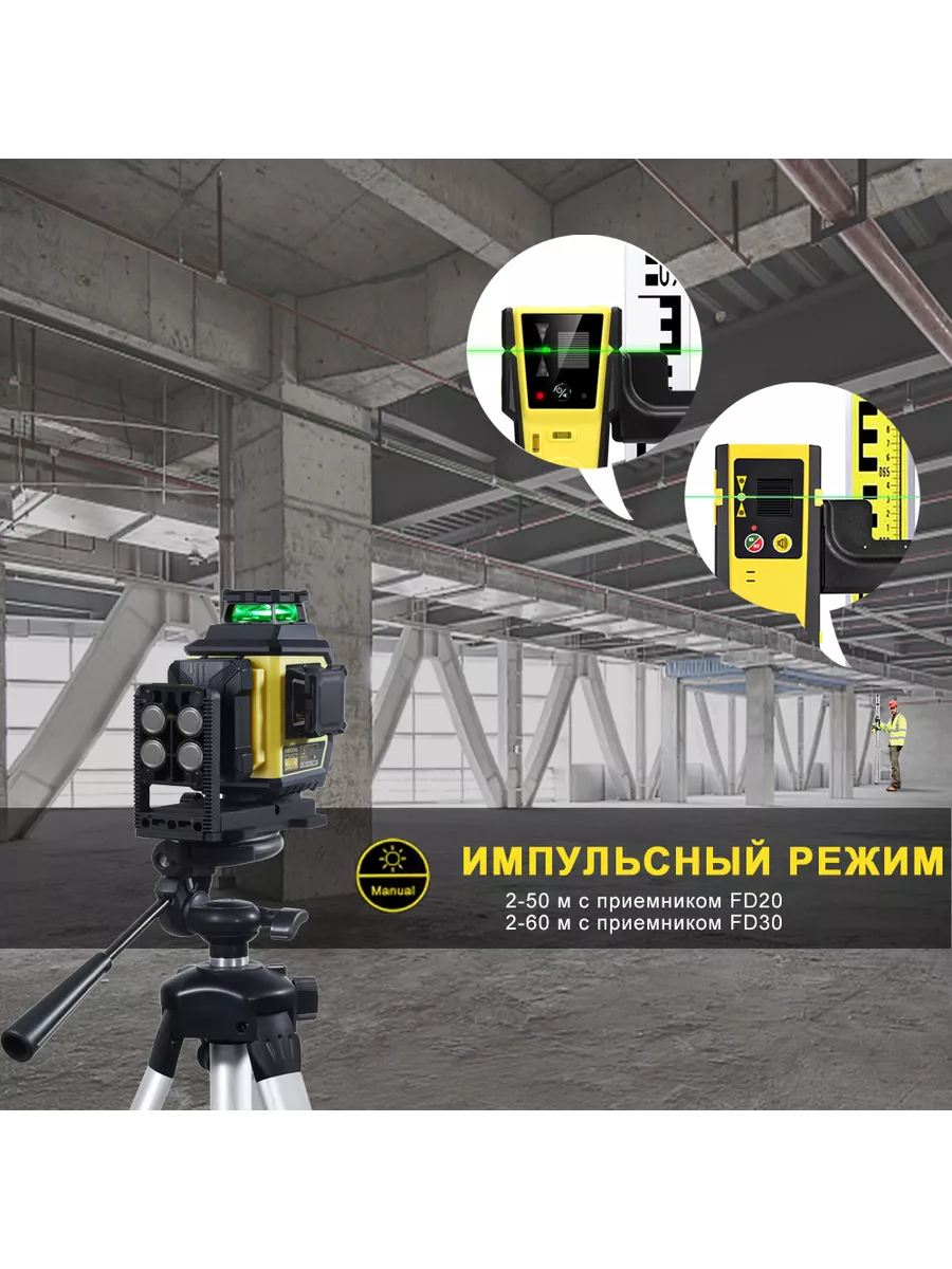Лазерний рівень/лазерний нівелір 3D Firecore F95T-XG 3D 12 ліній 360 з ...