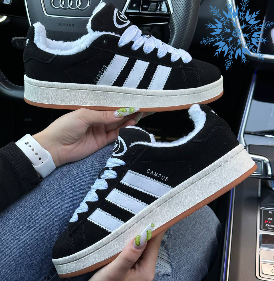 Женские зимние кроссовки Adidas Campus с мехом теплые утепленные ...