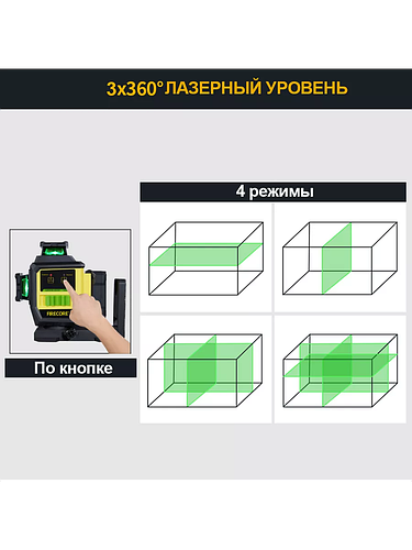 Лазерный уровень/лазерный нивелир 3D Firecore F95T-XG 3D 12 линий 360 с ...