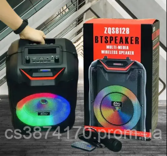 Портативна колонка на акумуляторі PartyBox ZQS 8128 30 Вт з мікрофоном LED підсвіткою якісна ...