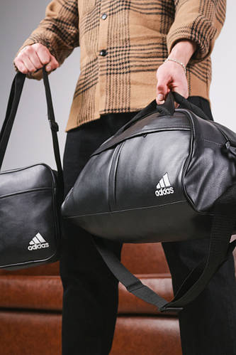 Комплект Adidas сумка кожаная мужская женская барсетка мессенджер через ...