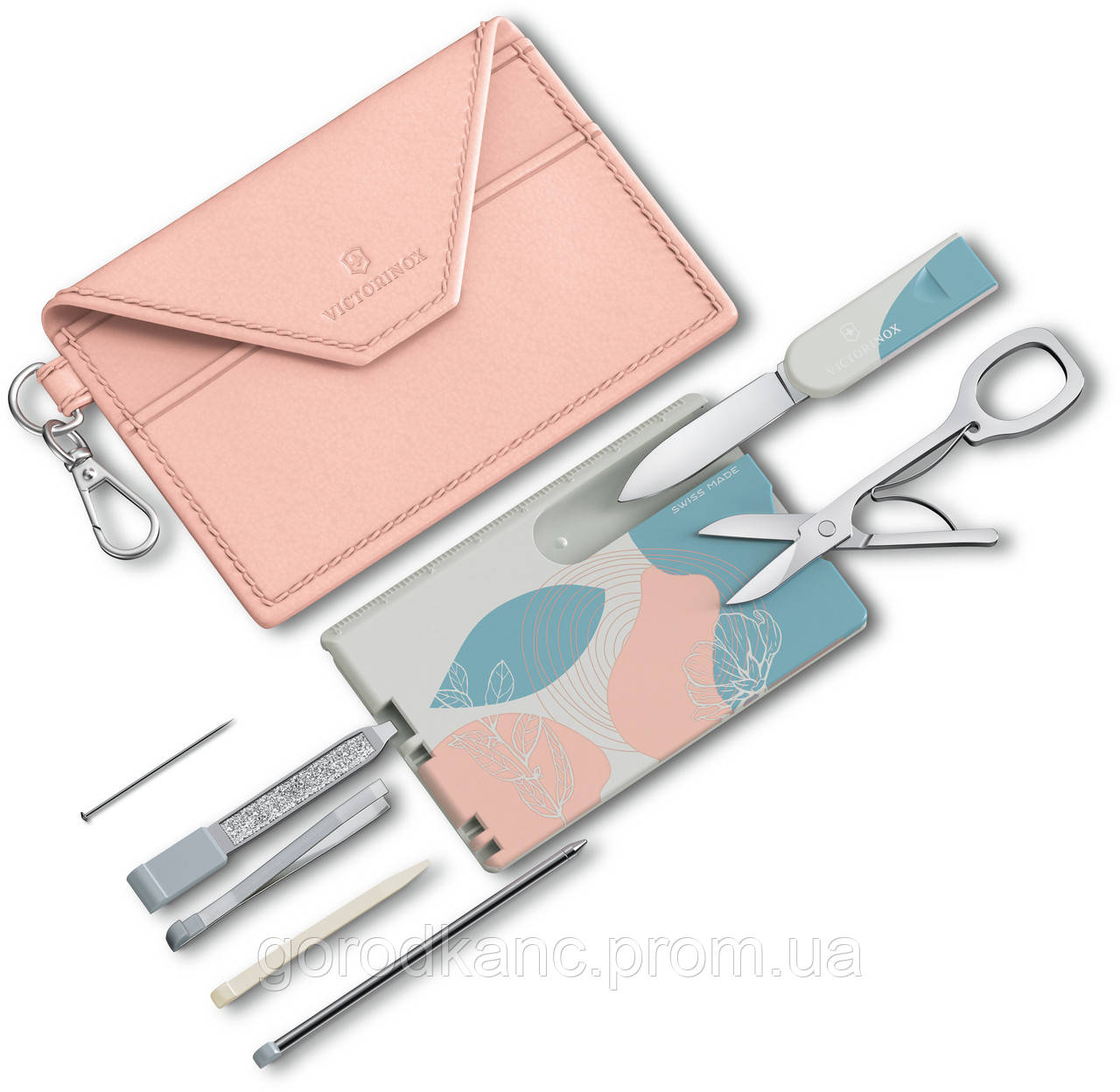 SWISSCARD Classic Paris Style 82х54х4мм/10функ/рож /ножиці/ручка/чохол ...