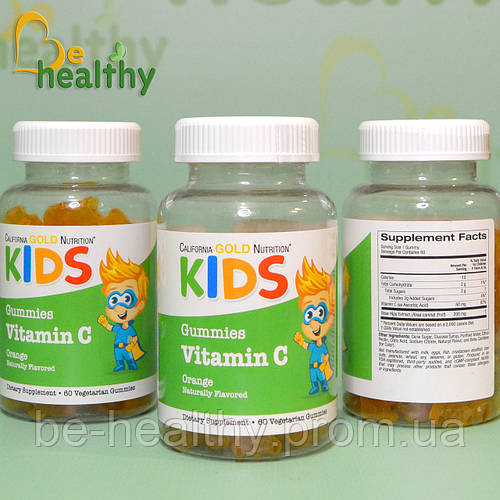 Витамин C для детей, без желатина, с натуральным апельсиновым вкусом ...