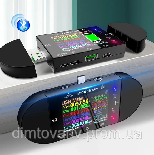 USB тестер Atorch UD24 Type-C DC Bluetooth PD QC триггер 5-32V (ID ...