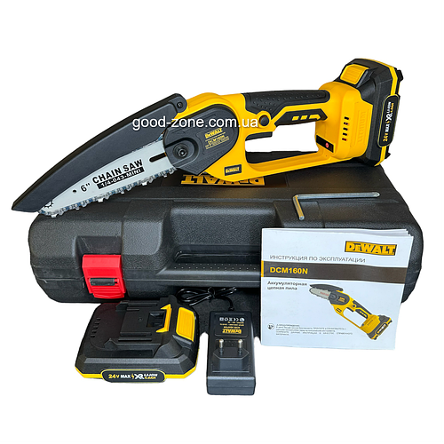 Аккумуляторная мини пила DeWalt DCM160N (24V, 4Аh). Веткорез девольт ...
