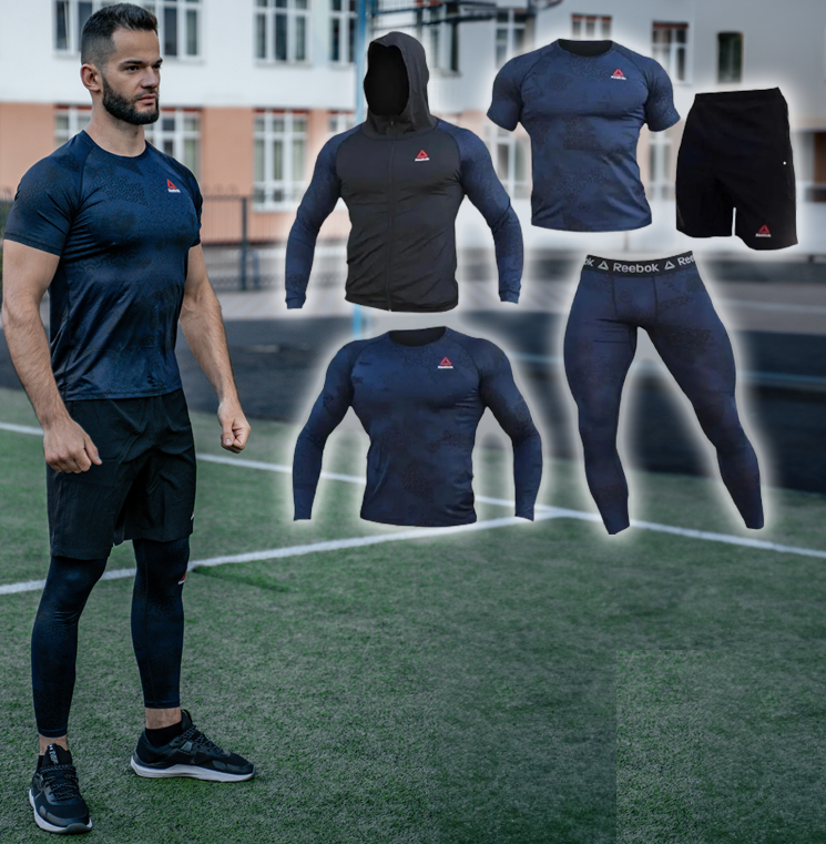 Компрессионная одежда для спорта мужская Reebok 5в1 комплект костюм для ...