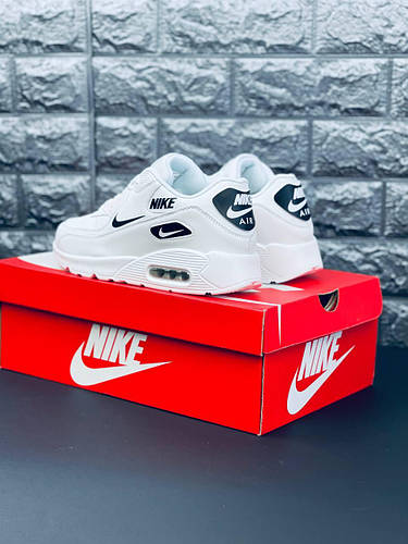 Мужские Кроссовки Nike Air Max 90 Белые Кожаные Кроссовки Найк Аир Макс ...