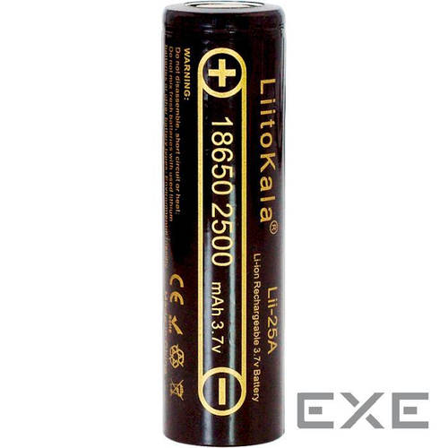 Аккумулятор 18650 2500mAh Li-Ion, (2450-2650mah), 3.7V (2.75-4.2V ...