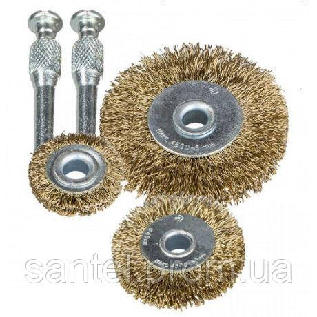 Набір щіток Mastertool з латунованого рифленого дроту 50/63/75 мм, 1/4 , 3 шт. (19-9301), цена ...
