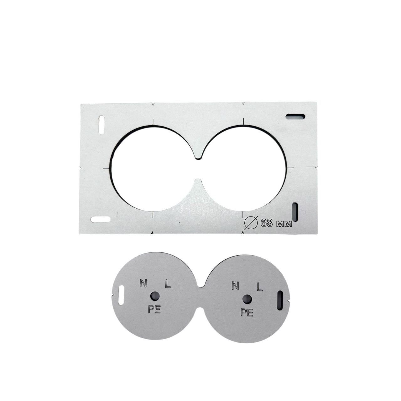 Шаблон для сверления подрозетников Ø68 мм на 2 отверстия (HNOVA3) (ID ...