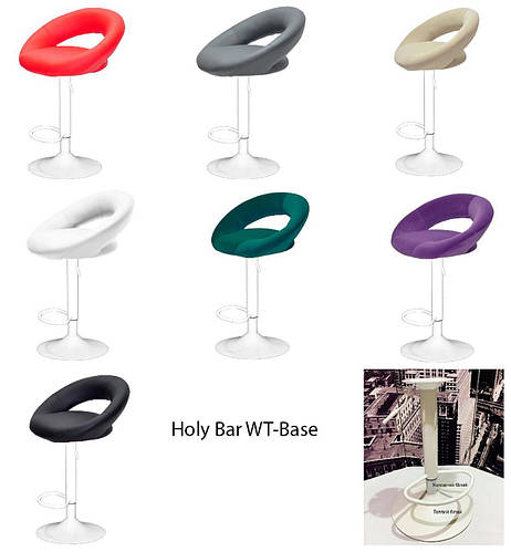 Барний стілець Holy Bar WT-Base з регулюванням висоти на білій круглій ...