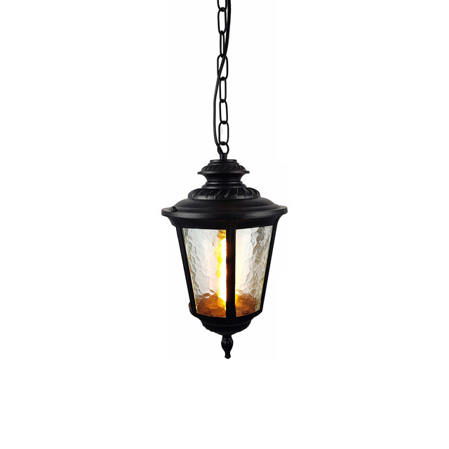 Подвесной уличный светильник на цепи черный 1 стеклянный плафон 21х90 ...