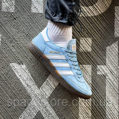 Мужские кроссовки Adidas Spezial Handball адидас спешл голубые кожа ...