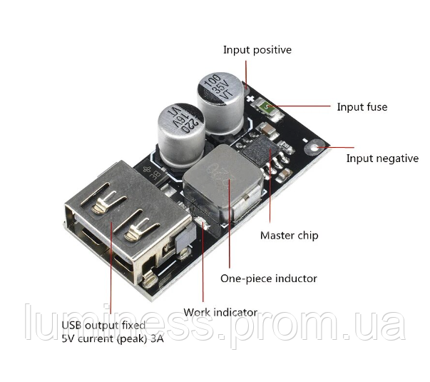 Плата быстрой зарядки с защитой DC преобразователь павербанк QC Powerbank 1 USB 5,9,12V Модуль ...