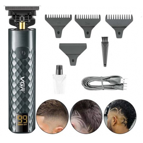 Професійна машинка для стриження волосся, бороди, вусів тример VGR V-077 з насадками та LED ...