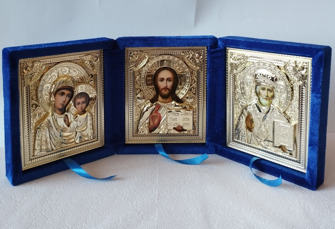 Икона-тройник Спаситель, Пресвятая Богородица и Николай: продажа ...