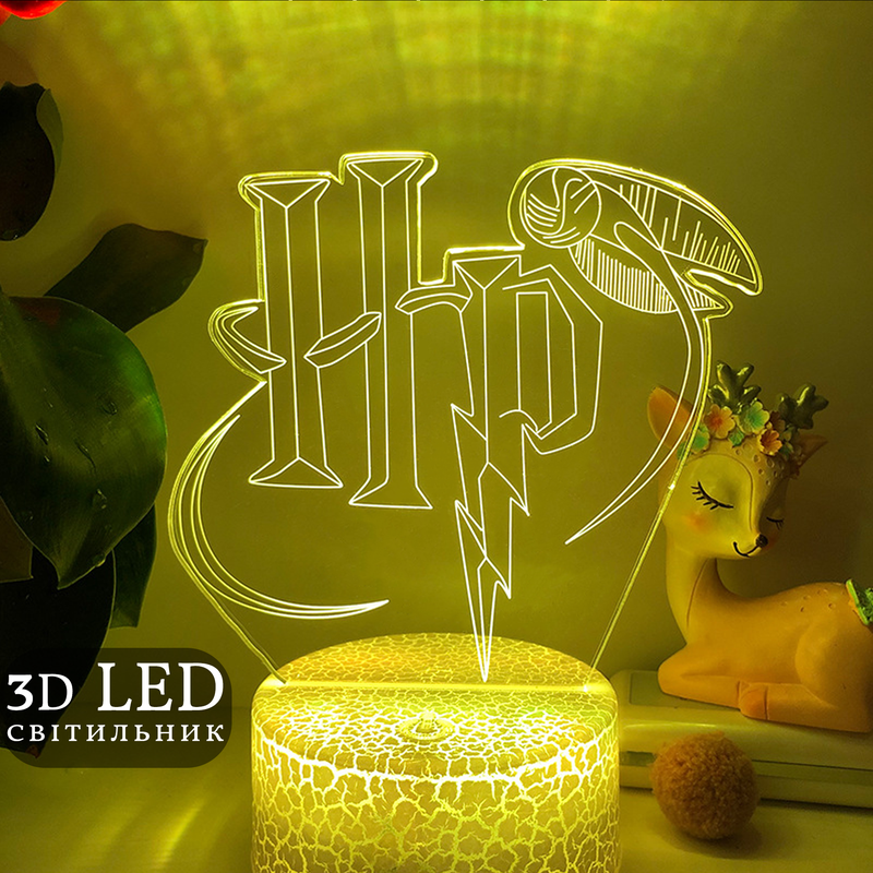 3d Led лампа Harry Potter на Usb та батарейках 16 кольорів пульт подарунок для шанувальників