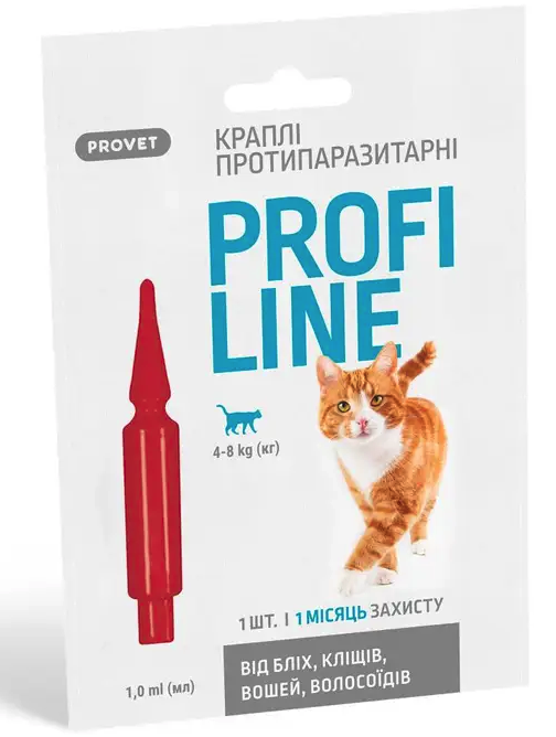 ProVet ПрофиЛайн капли от блох и клещей для кошек от 4 до 8кг (1 ...