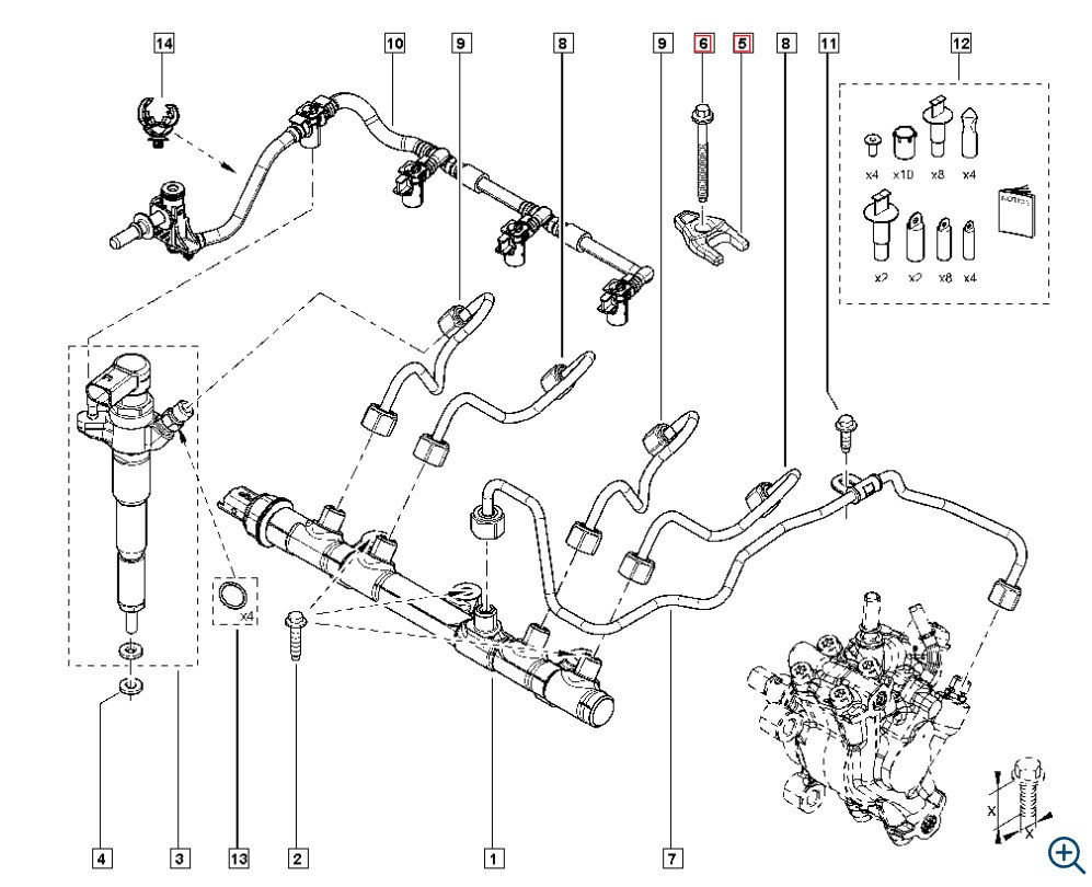 Бугель форсунки/ болт кріплення форсунки 166507700R, 8200376373 Fiat ...