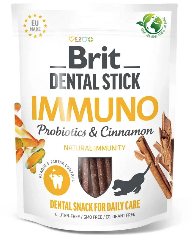 Brit Dental Stick Immuno ласощі для собак 251 г (пробіотики та кориця ...