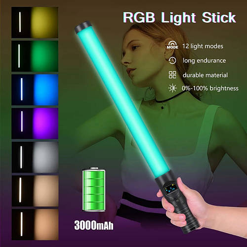 Light Stick RGB 50см Лампа жезл палка видео свет led stick 3000mAh 2500 ...