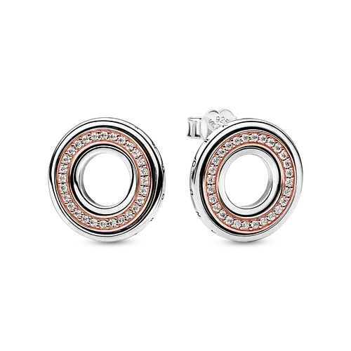 Серьги Пандора Pandora "Сияющее кольцо" двухцветные 282780C01 (ID ...