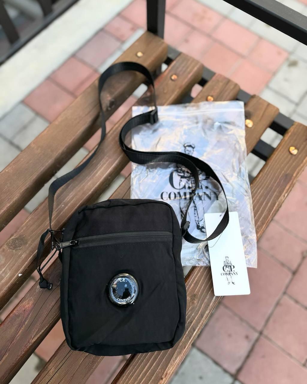 Сумка C.P. Company черная, мессенджер cp company с линзой, барсетка сп ...