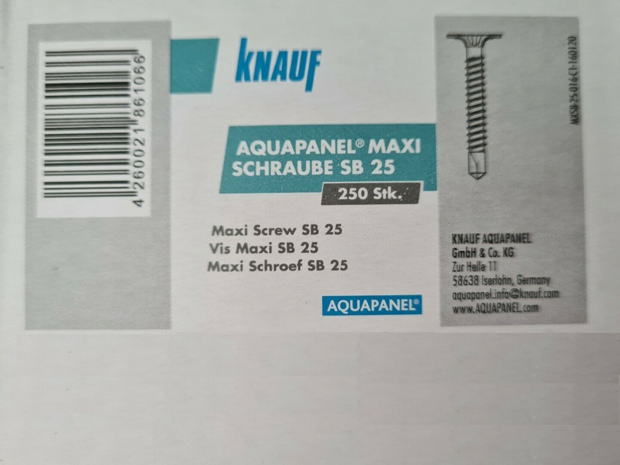 Шуруп Knauf Maxi Schraube SB для аквапанели 3,9х25 (уп. 250 шт) (ID ...