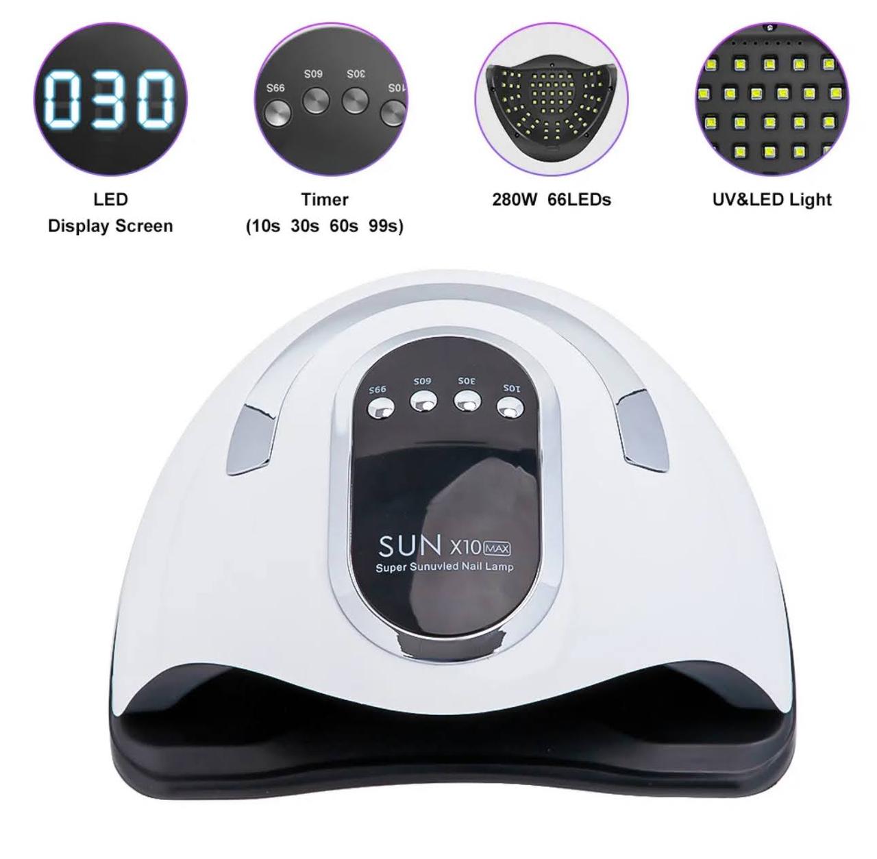 Універсальна лампа Sun X10 Max для сушіння гель-лаку (з дисплеєм ...