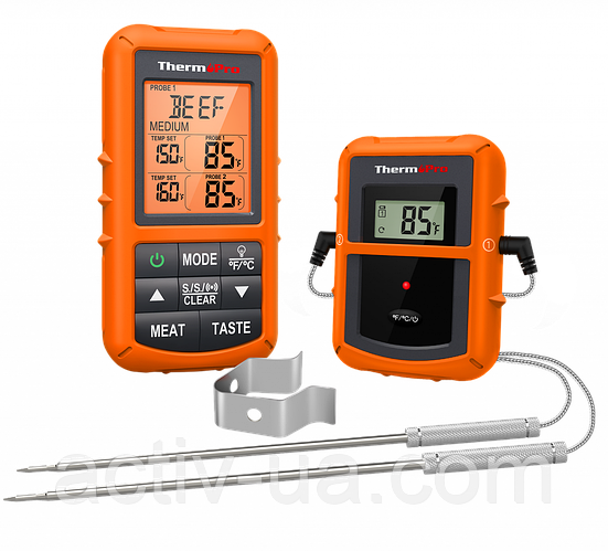 Термометр ThermoPro TP-20 / TP-20S беспроводной двухканальный до 100 м (0 до +300°С) с таймером ...