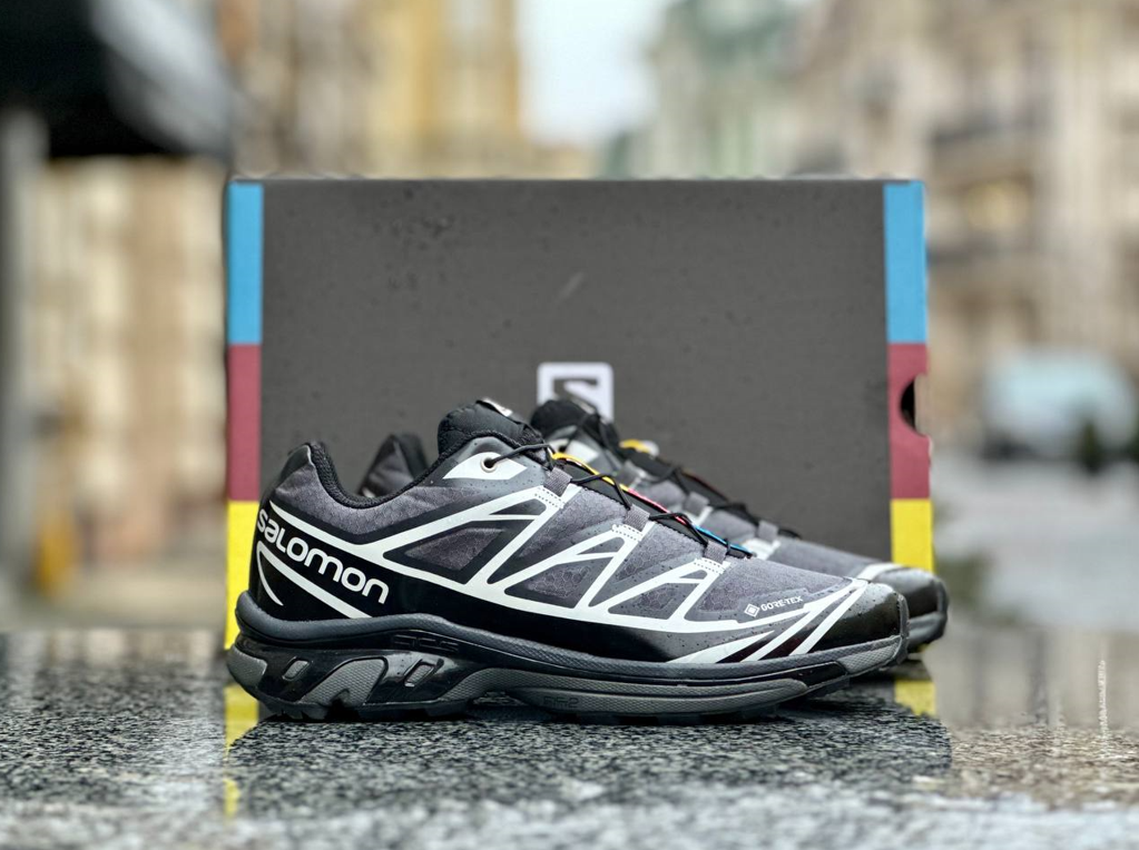 Мужские кроссовки Salomon XT-6 black grey Обувь Саломон Гортекс серые с ...